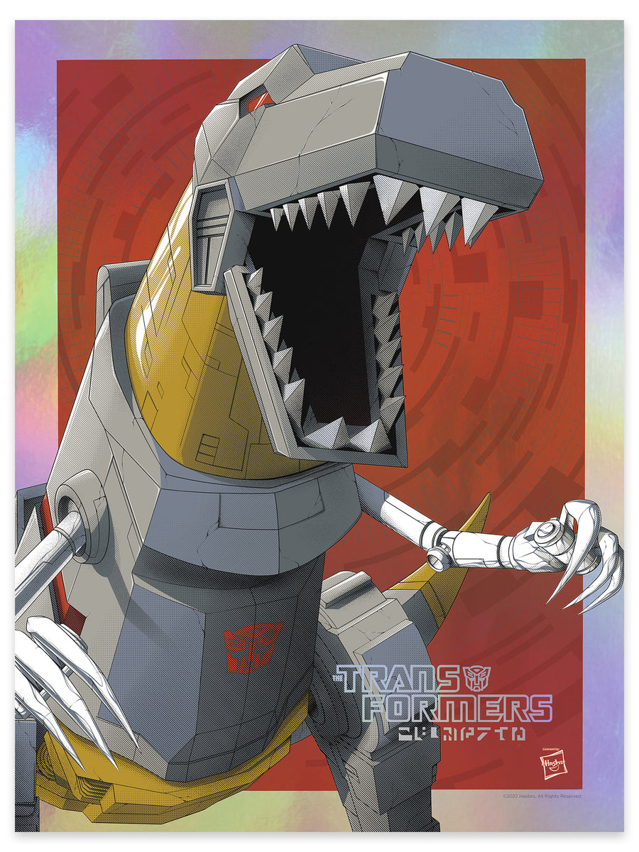 Housebear - Transformers 'Grimlock' (Holo foil) - Ltd Screenprint post – Moor-Art Gallery
