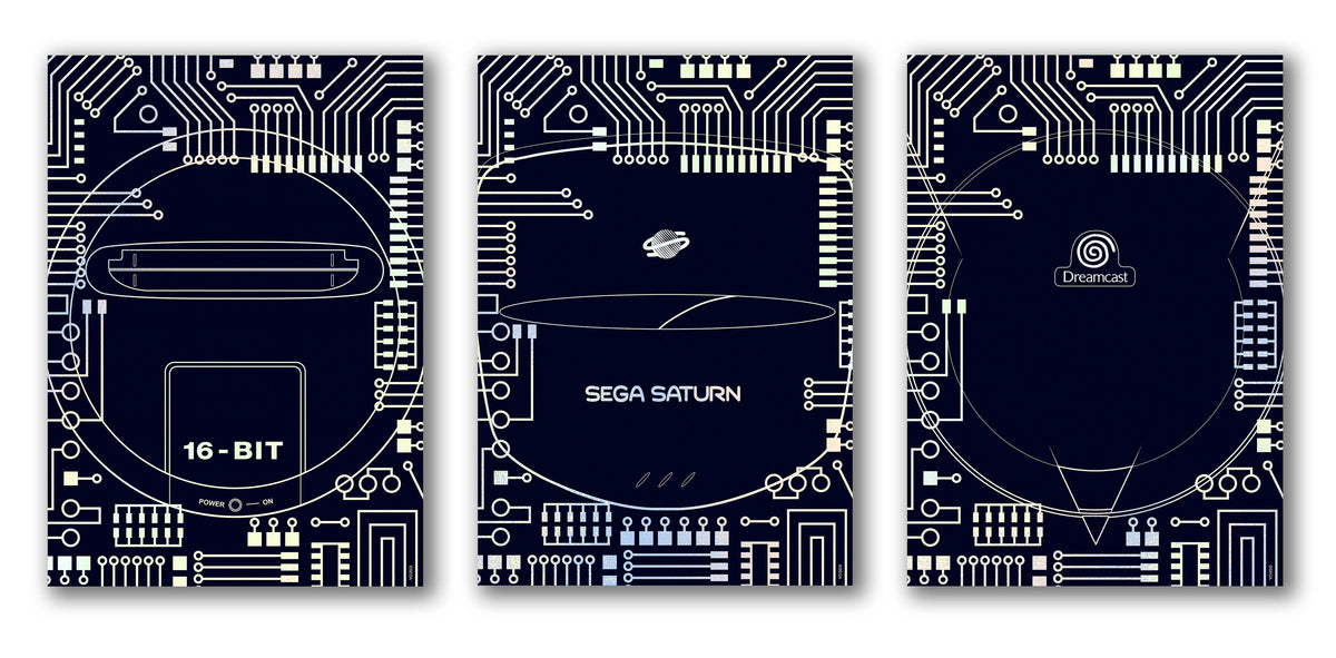 Retro-Future infused SEGA CONSOLE prints. Holographic Foil. Official a ...